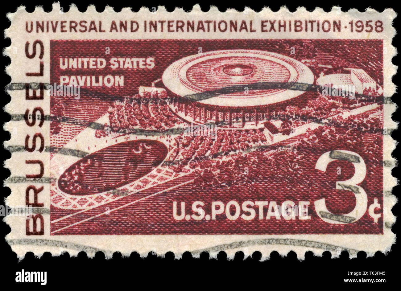 USA - CIRCA 1958: A Stamp printed in USA shows US Pavilion at Brussels ...