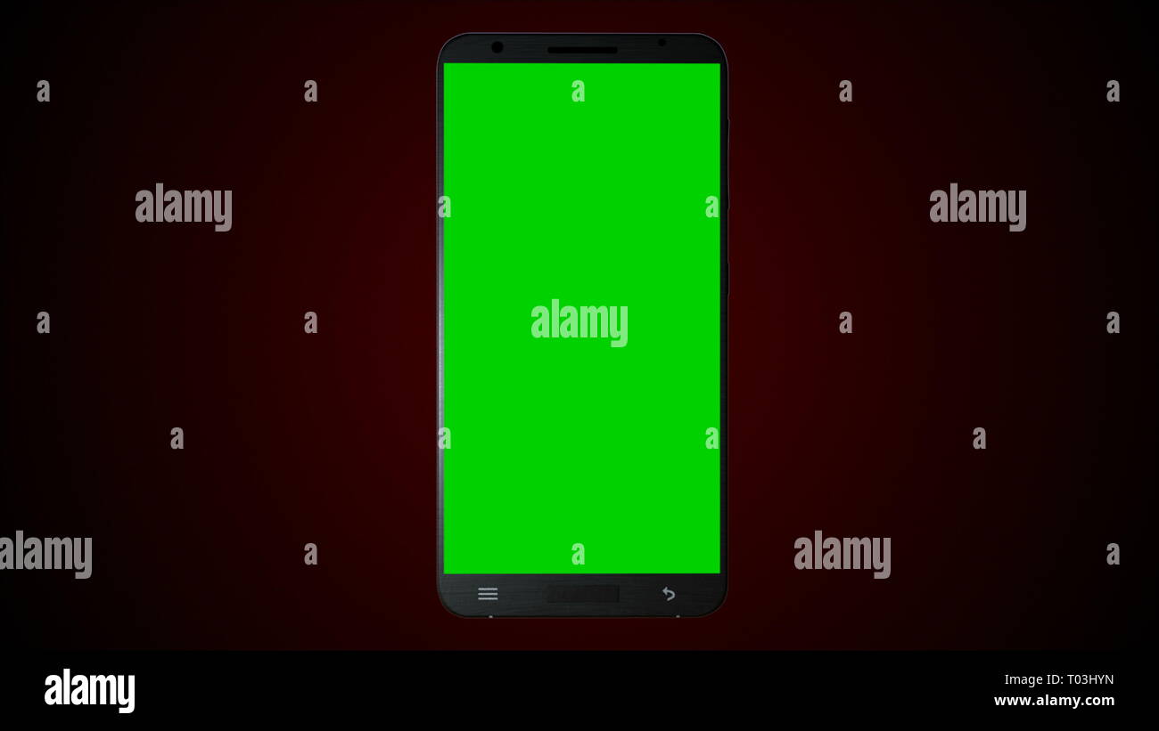 Modern smartphone with green screen for creative, 3d rendering ...