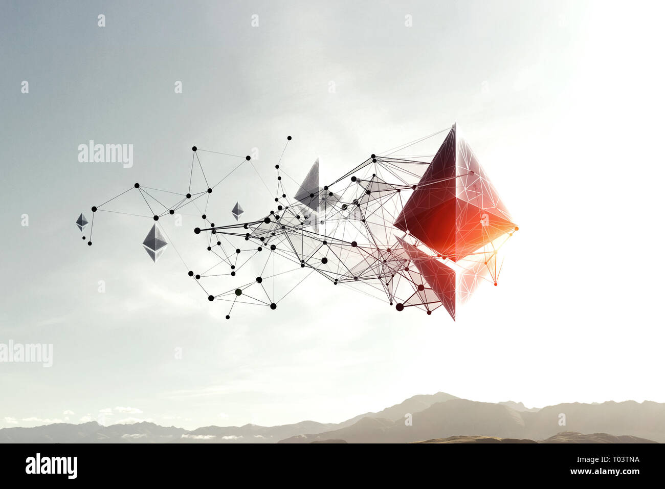 Ethereum symbol and connection lines Stock Photo - Alamy