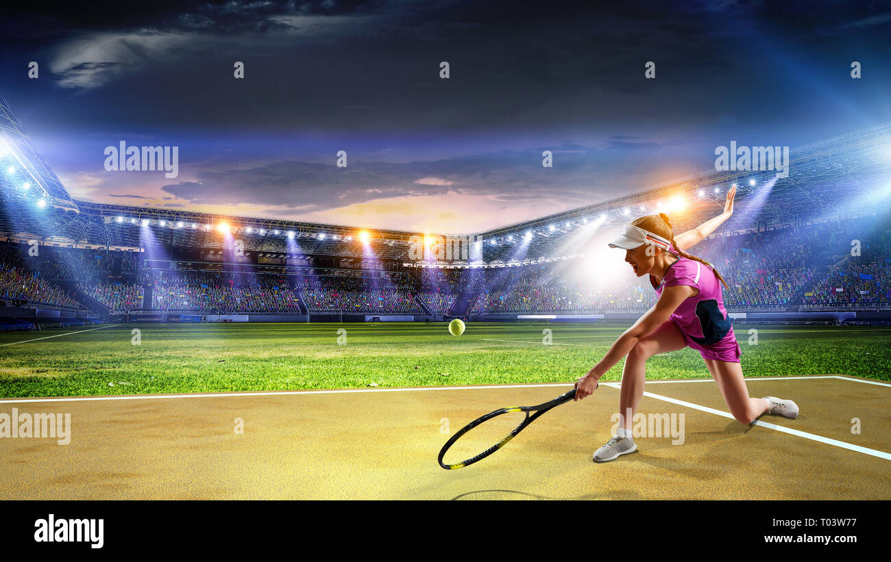 Big tennis player. Mixed media Stock Photo - Alamy