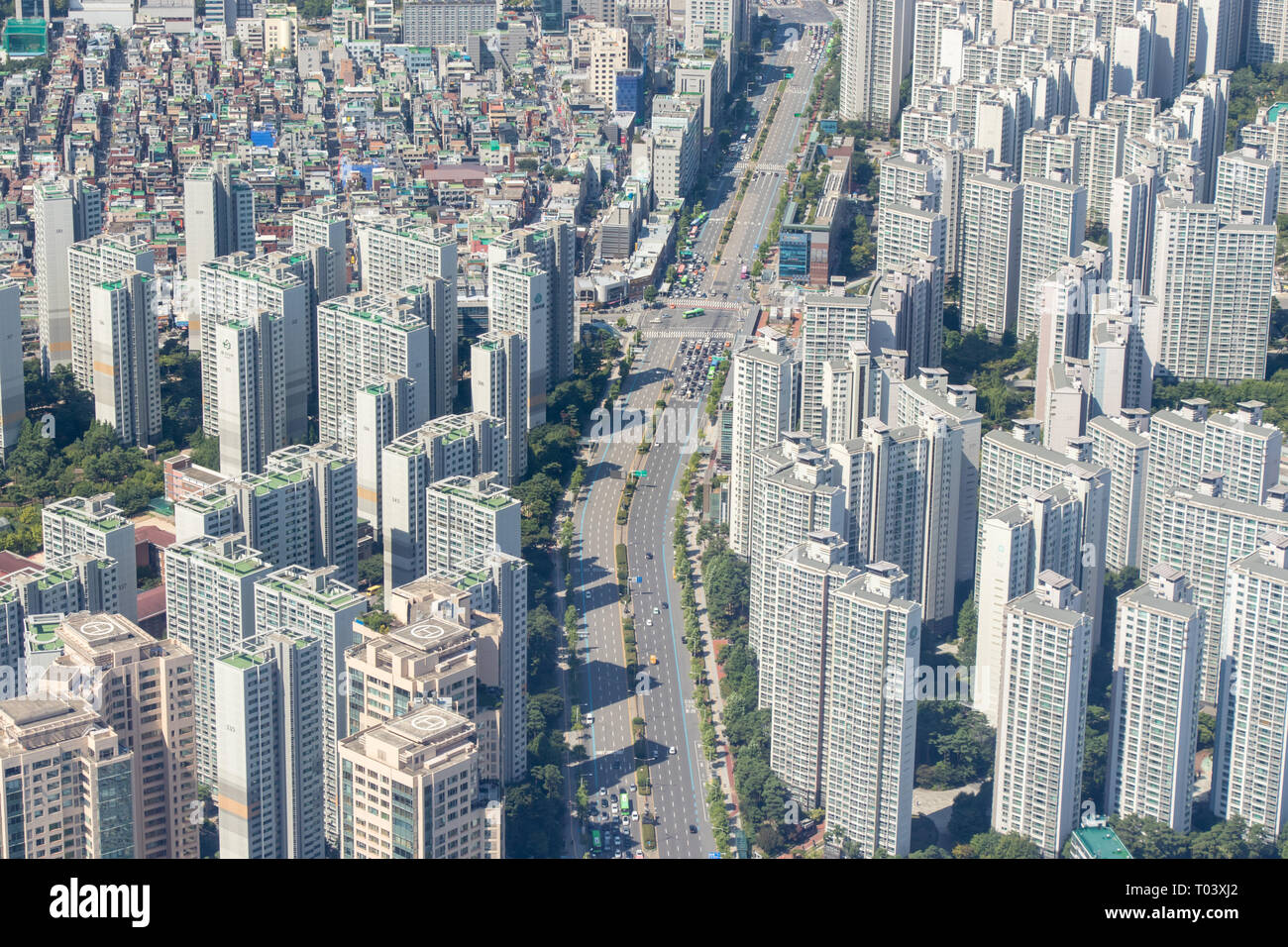 Sep 1, 2018, Seoul, South Korea : Top view of building and road at ...