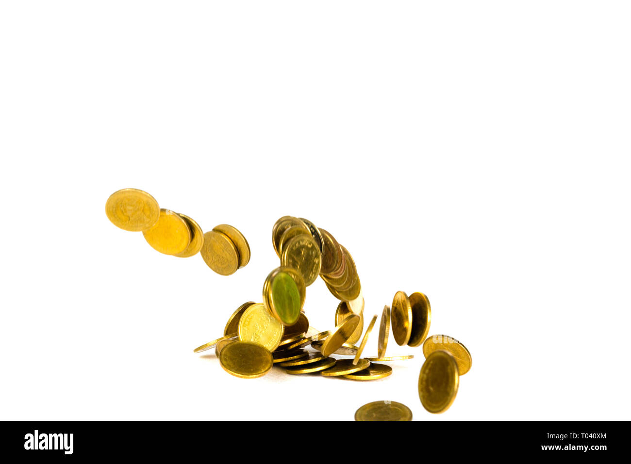 Movement of falling gold coin, flying coin, rain money isolated on ...