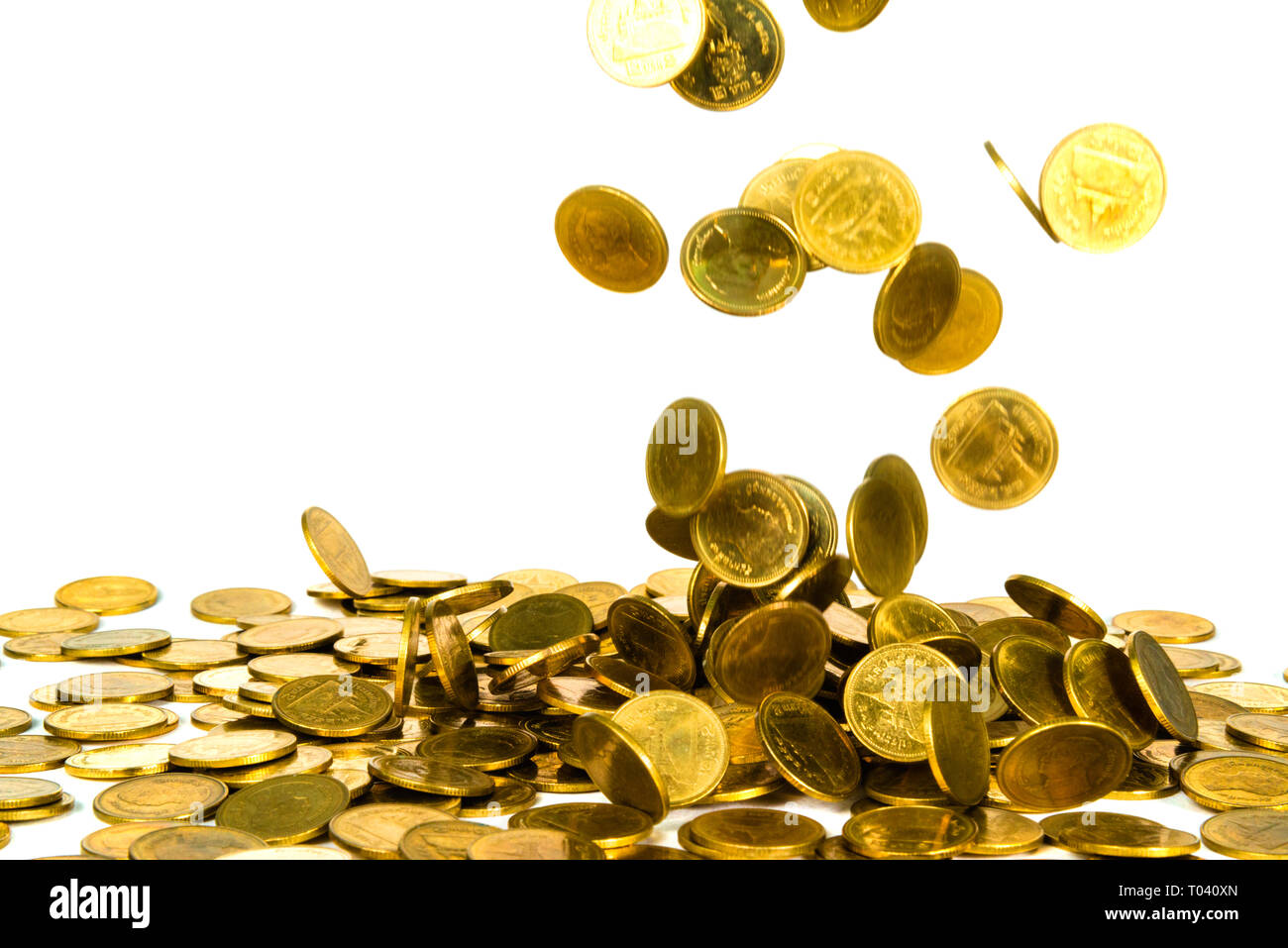 Movement of falling gold coin, flying coin, rain money isolated on ...