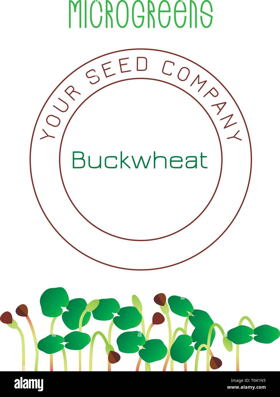 Microgreens Buckwheat. Seed packaging design. Vitamin supplement, vegan ...