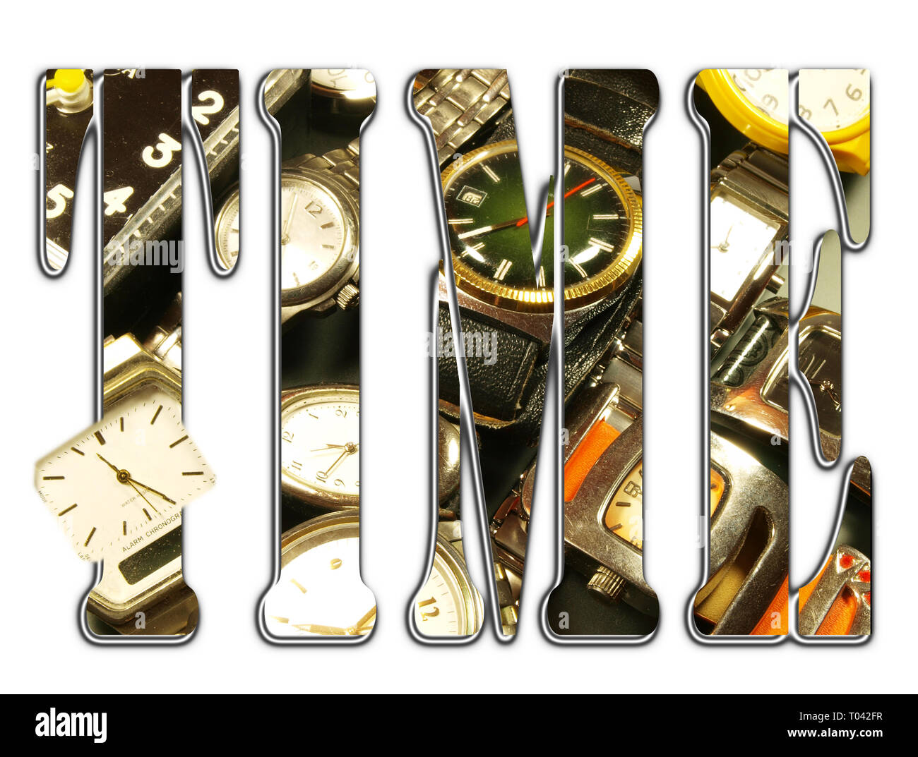 Time title made from watches Stock Photo - Alamy