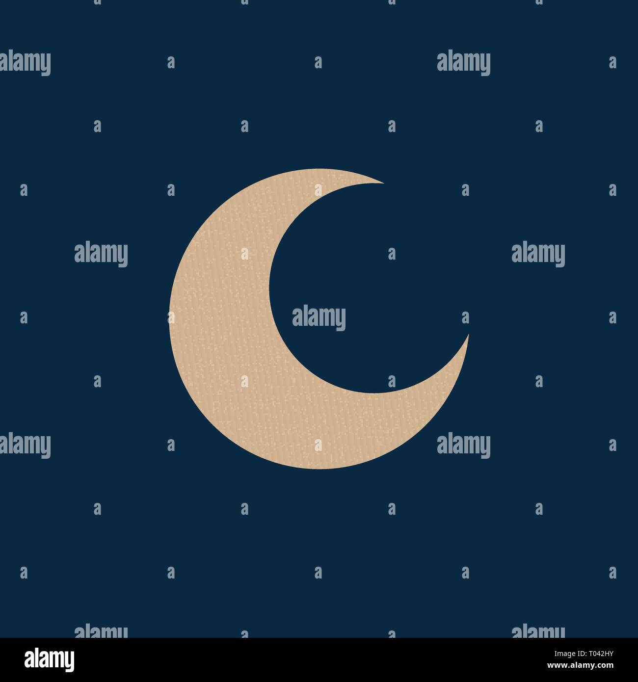 Moon icon. Grunge cardboard texture. Vector illustration. Blue ...