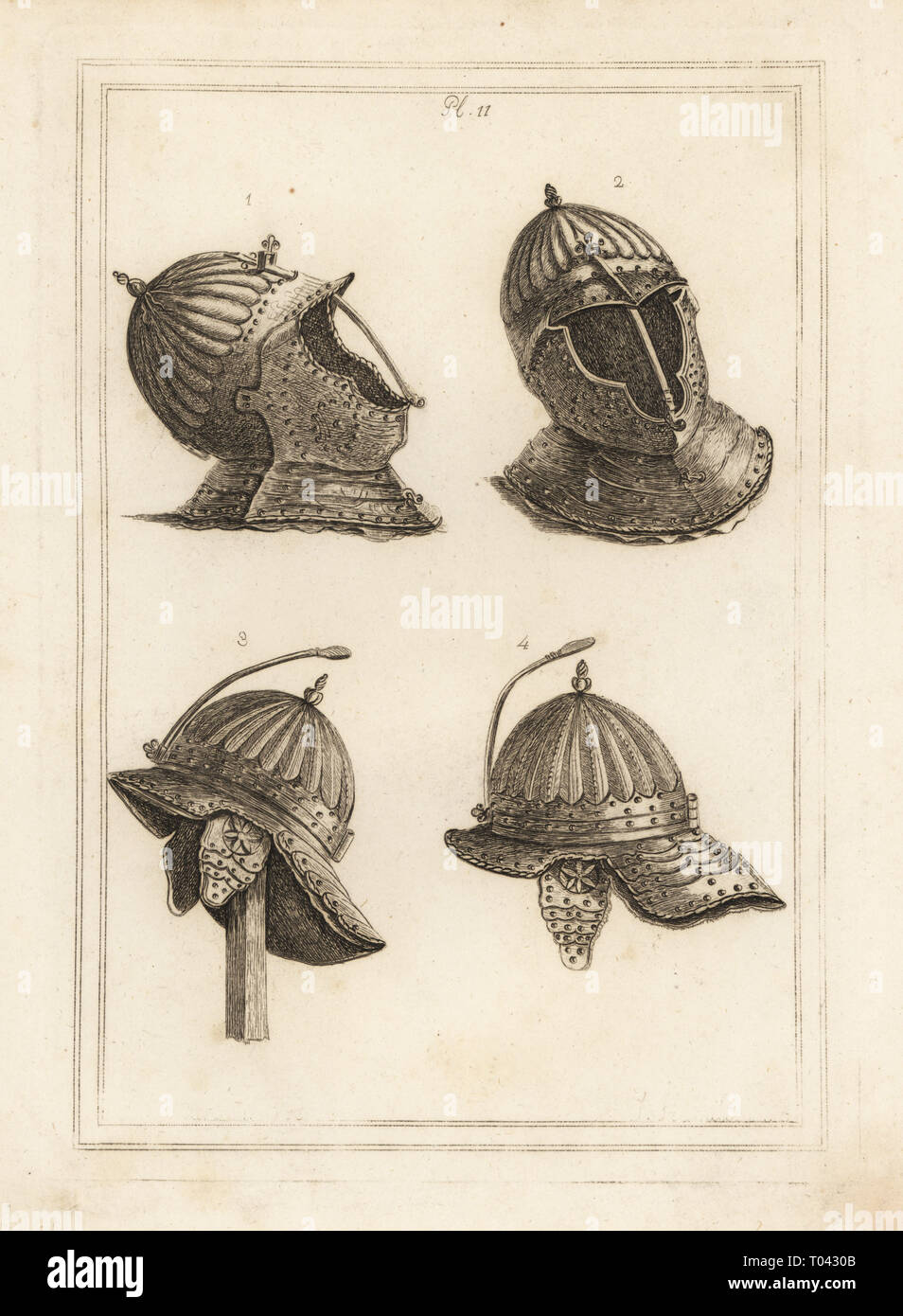 Bar helmet 1,2, and Duke of Monmouth’s helmet with a spring to support ...