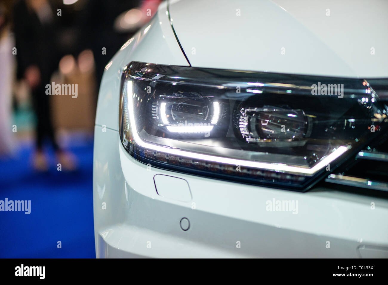 Car headlight with backlight. Exterior detail.White color car - image ...
