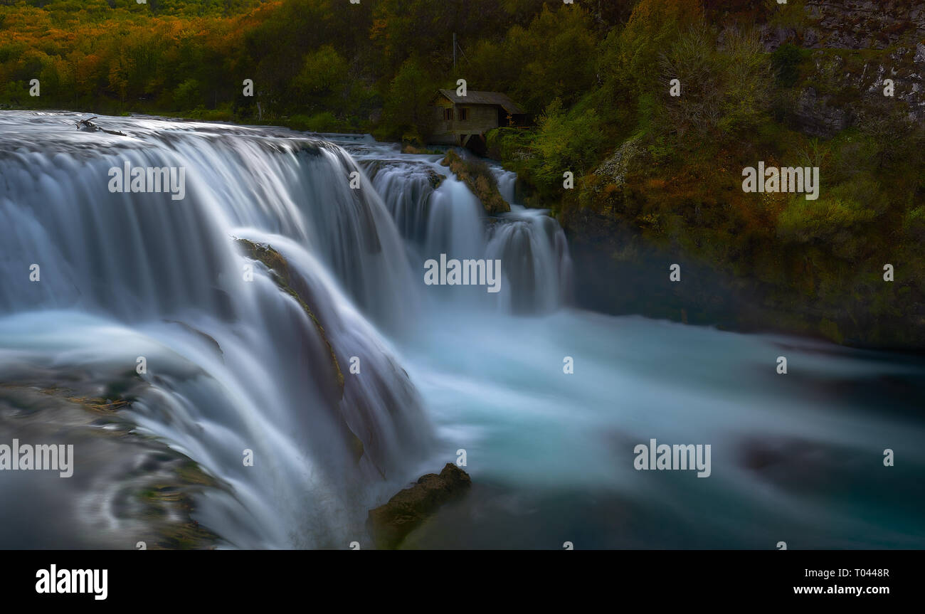 Panoramic view of Strbacki Buk waterfall, Bosnia-Herzegovina Stock ...