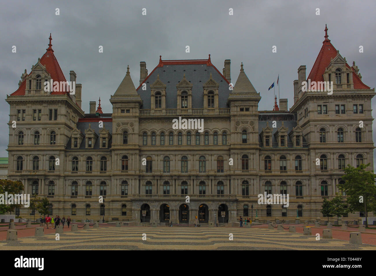 State Capitol building seen from the back in Albany in New York State ...