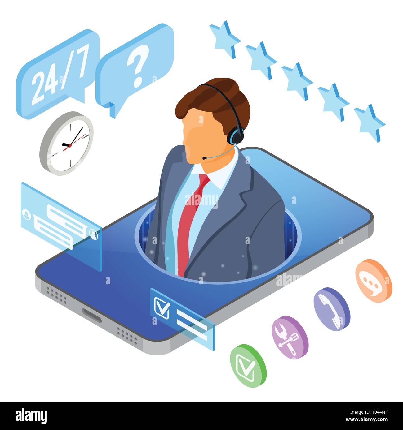 Isometric Online Customer Support Stock Vector Image & Art - Alamy