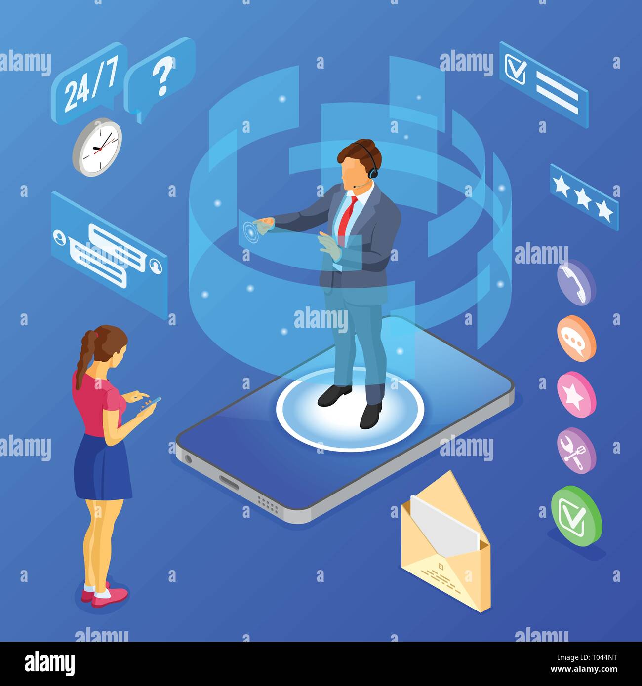 Isometric Online Customer Support Stock Vector Image & Art - Alamy