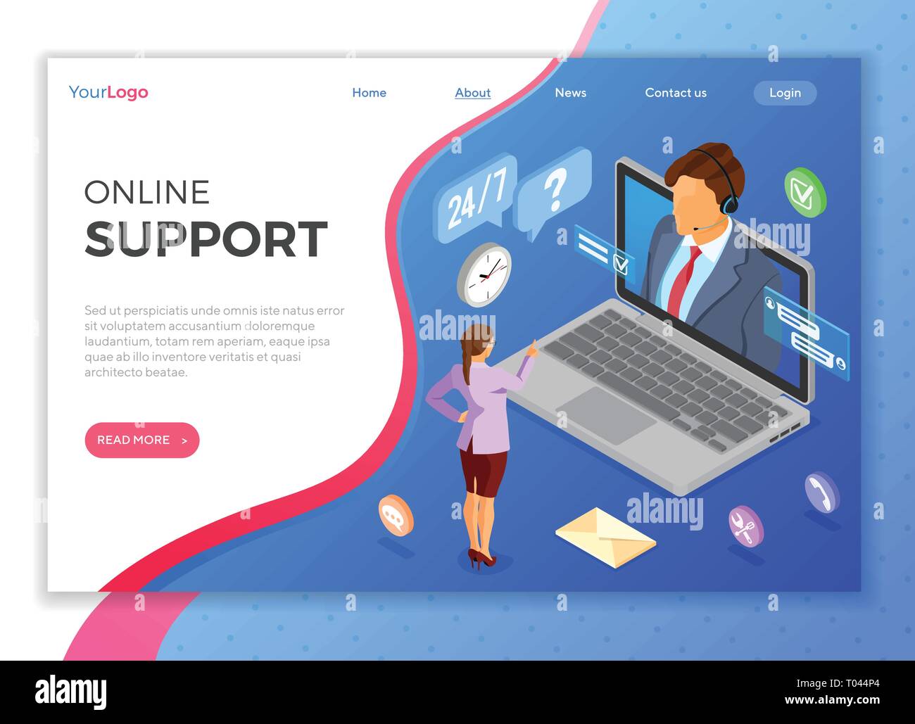 Isometric Online Customer Support Stock Vector Image & Art - Alamy