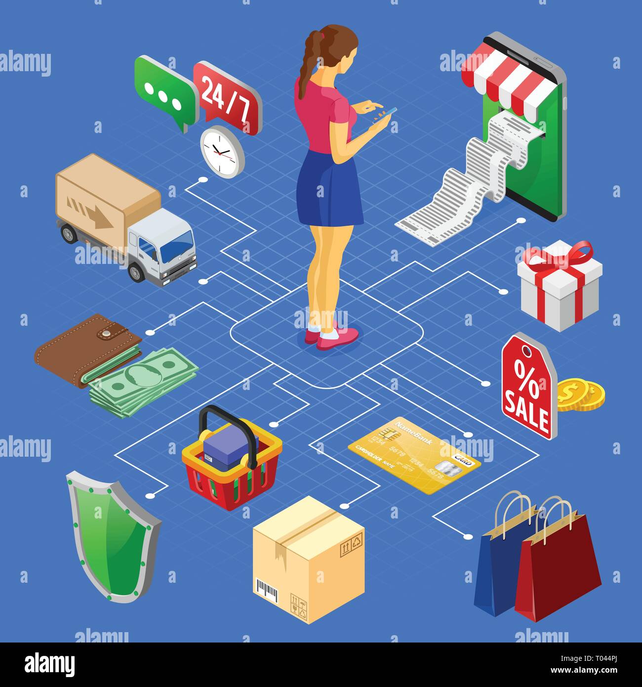 Internet Shopping Online Payments Isometric Concept Stock Vector Image ...