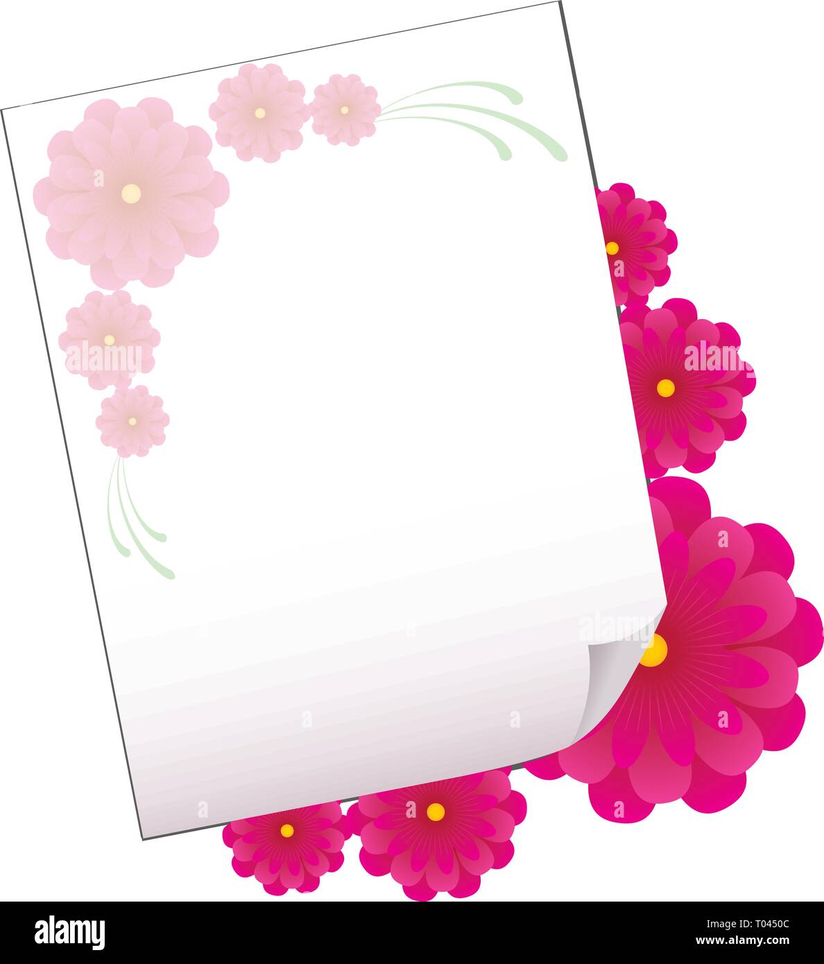 Background with sheet of paper and flowers, part 4, vector illustration ...