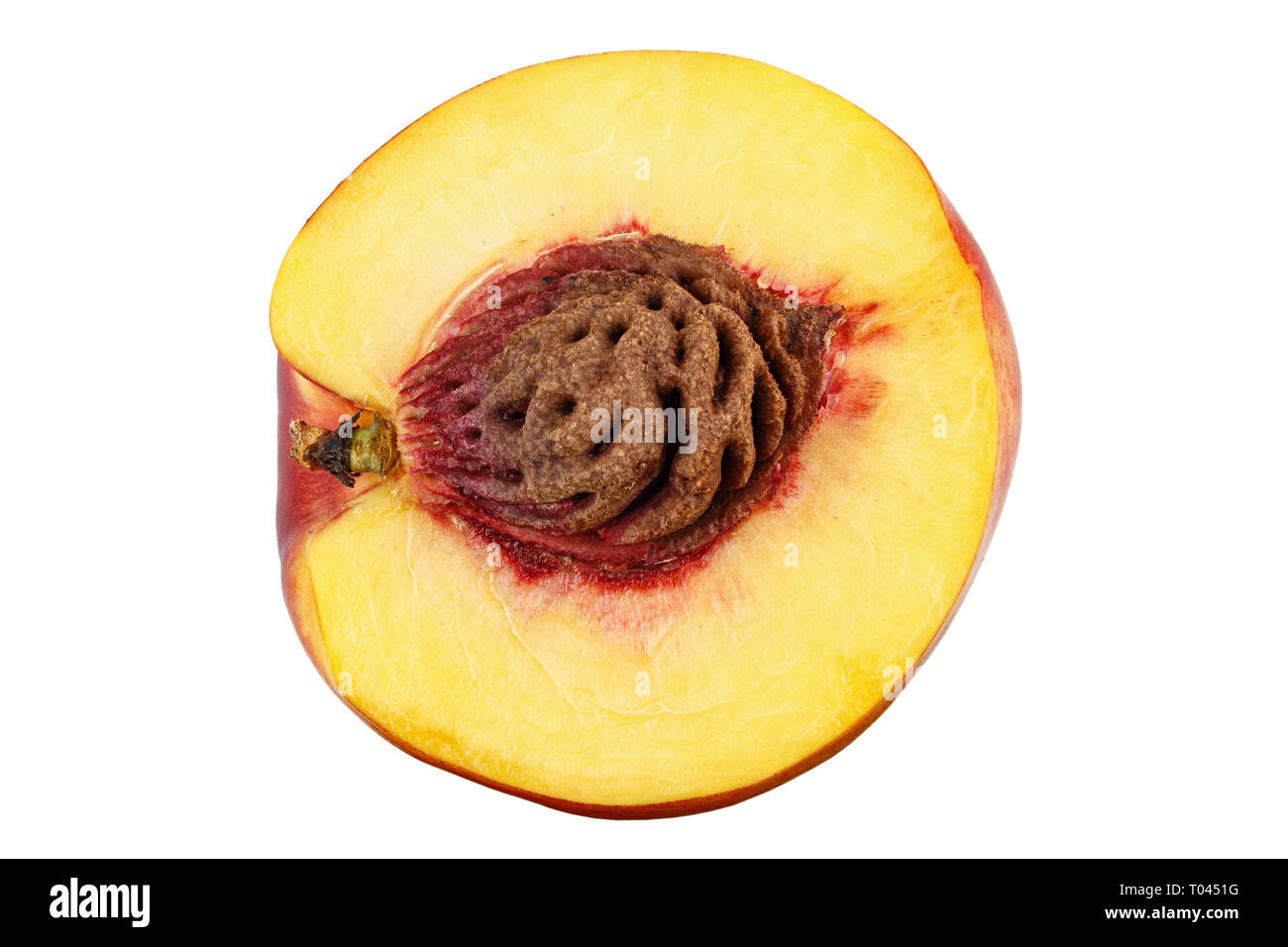 half ripe nectarine isolated on white background. place for text. file ...