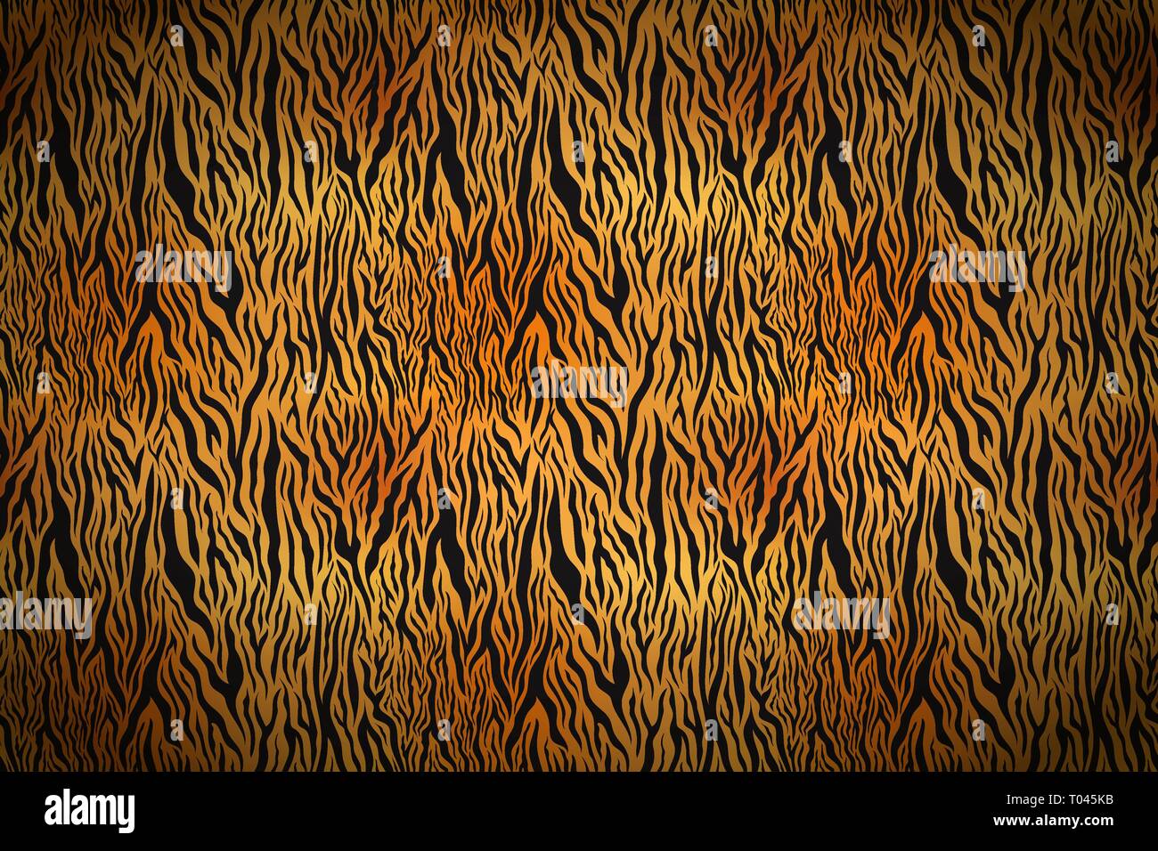 Bright orange tiger skin with black stripes, white detailed background ...