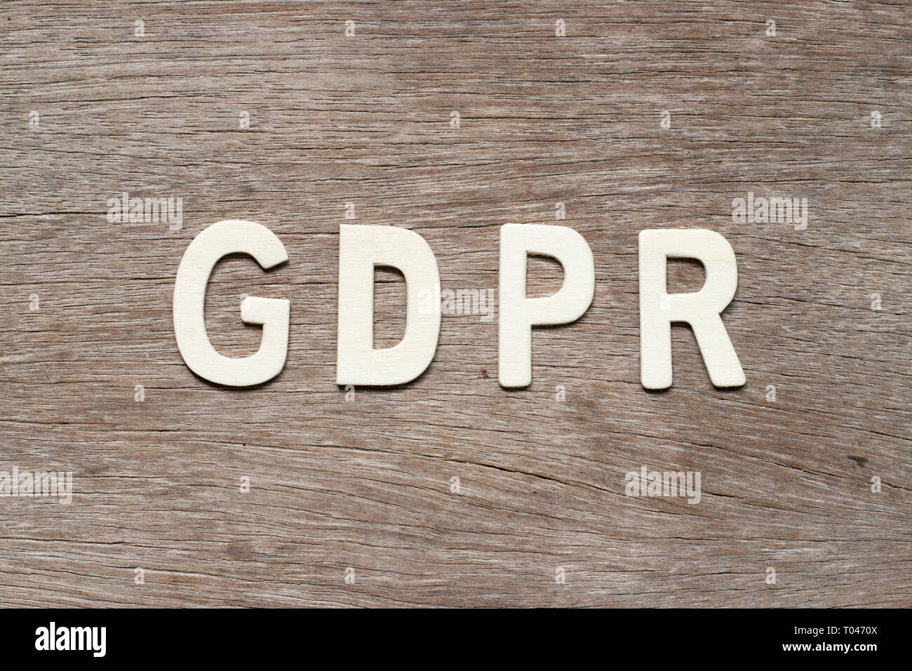 Alphabet letter in word (General Data Protection Regulation) on wood ...