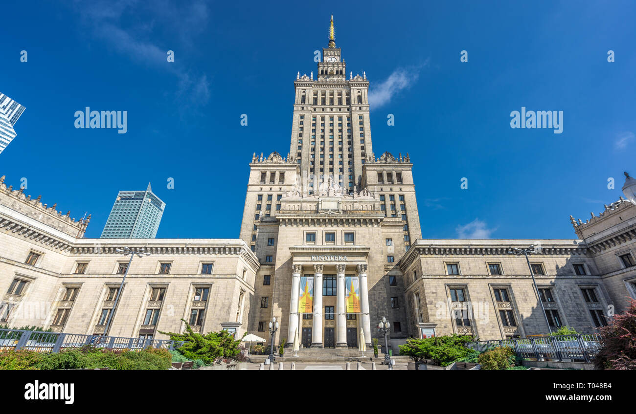 Warsaw, Poland - July 24, 2017 : View of majestic Palace of Culture and ...