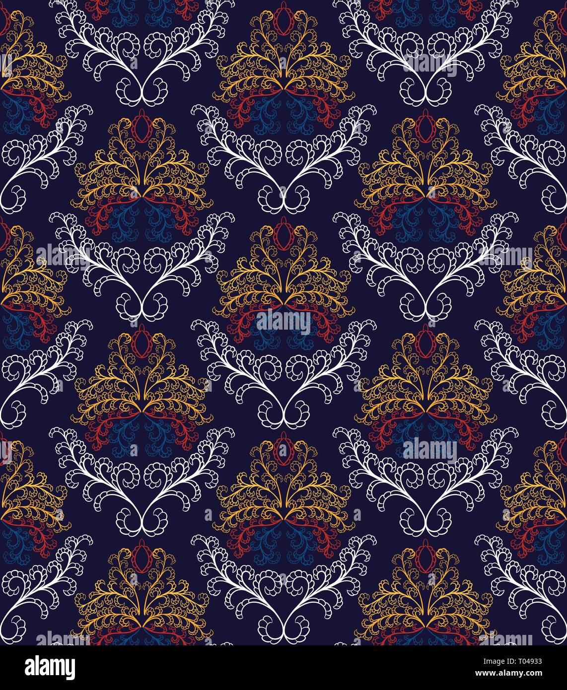 Damask seamless vector pattern. For easy making seamless pattern just ...