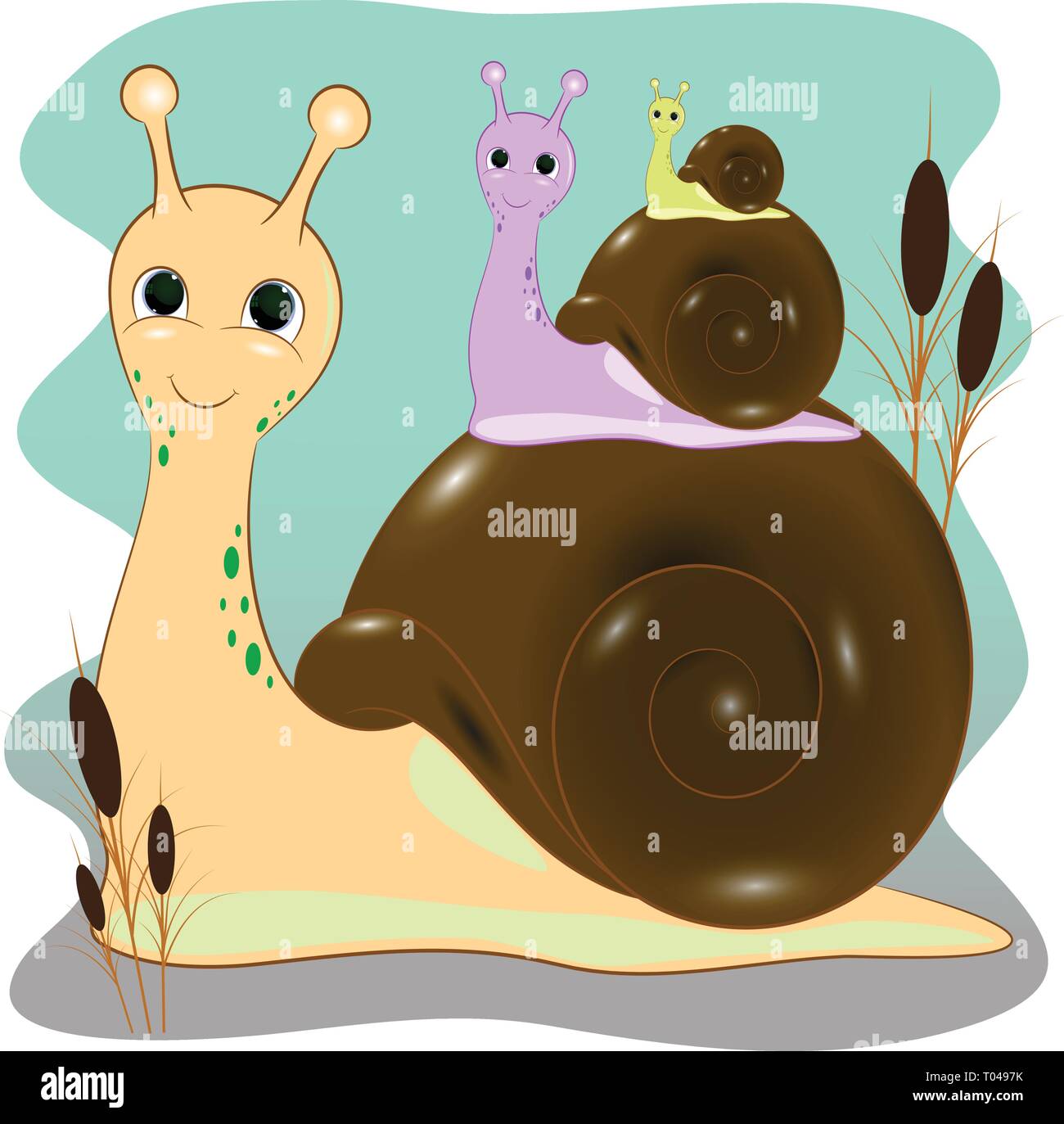 three cute snails cartoon illustration Stock Vector Image & Art - Alamy