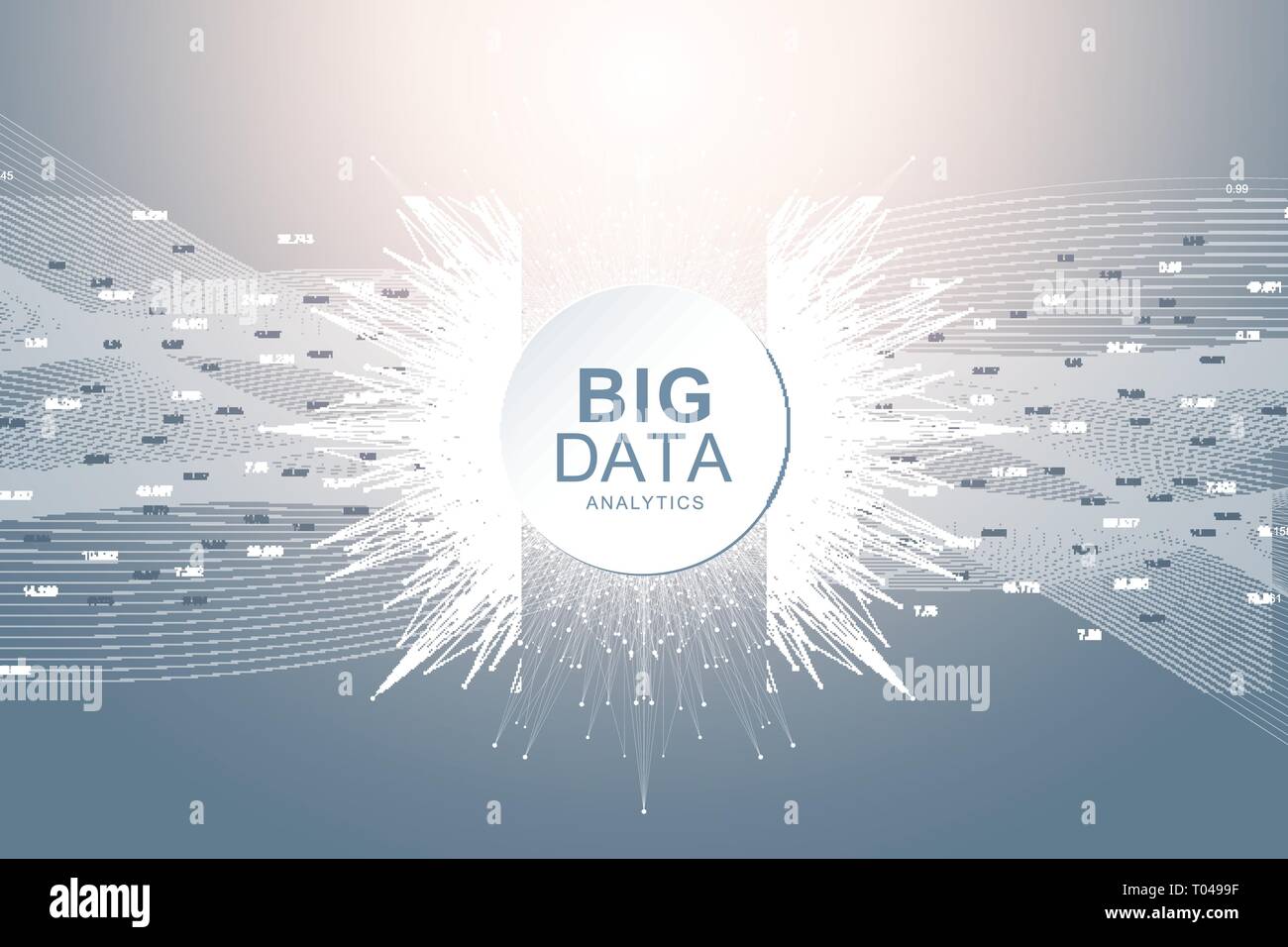 Technology abstract background with connected line and dots. Big data visualization. Artificial ...