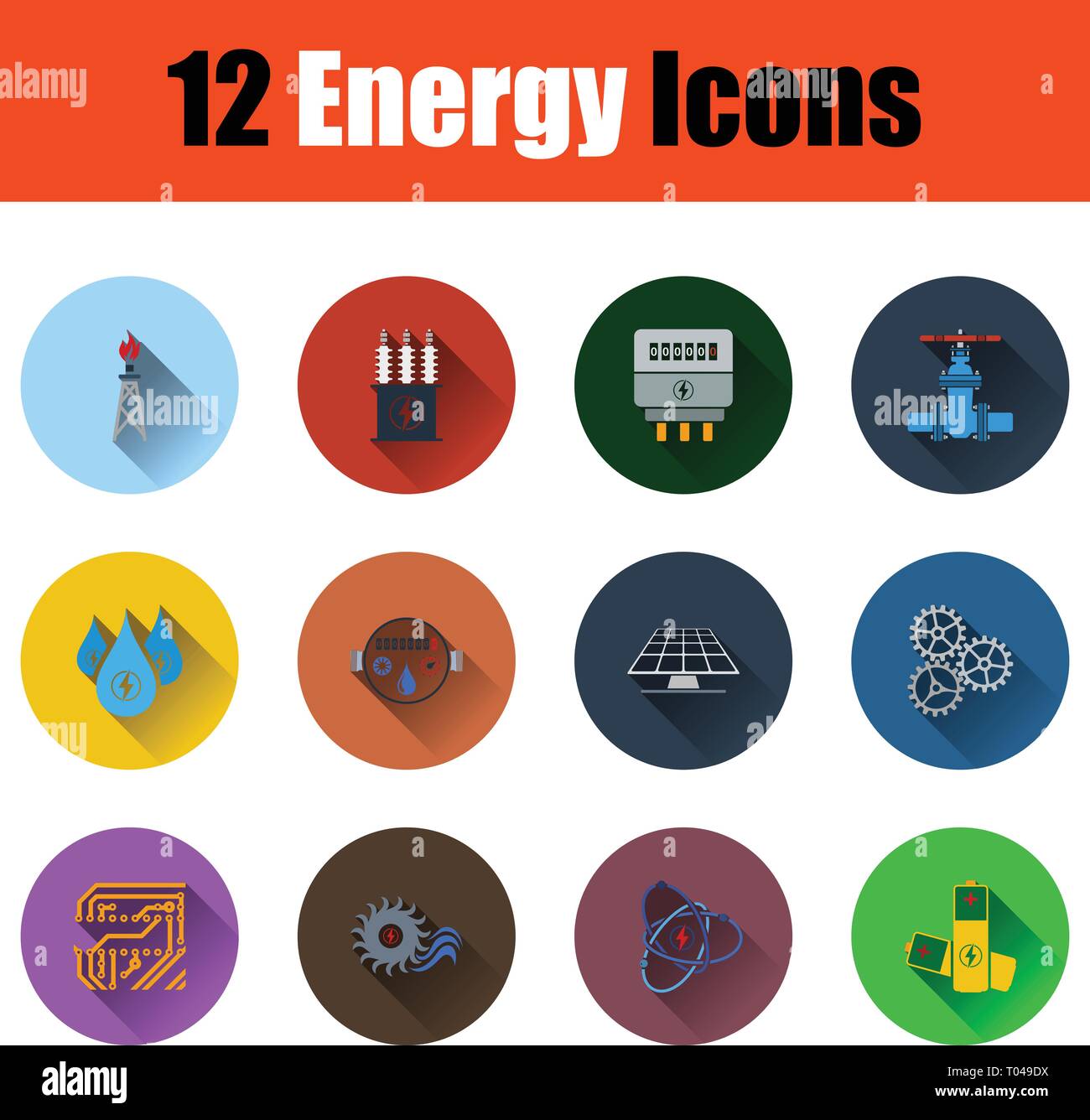 Energy icon set. Stencil color design. Vector illustration Stock Vector ...