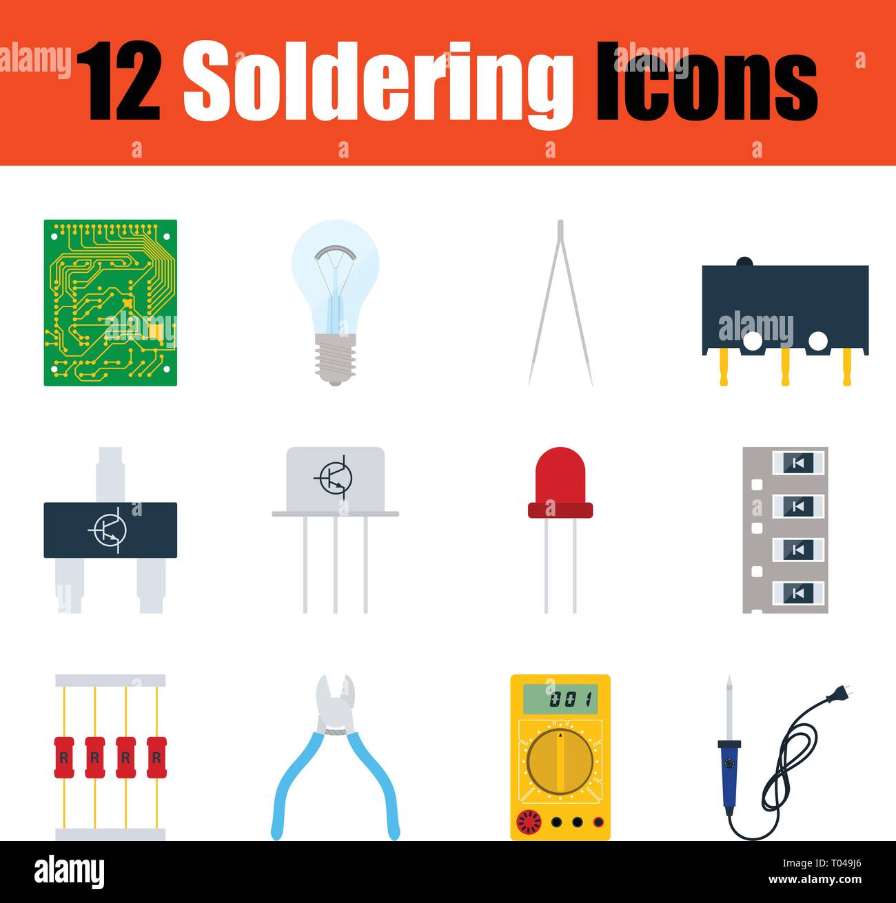 Set of soldering icons. Full color design. Vector illustration Stock ...