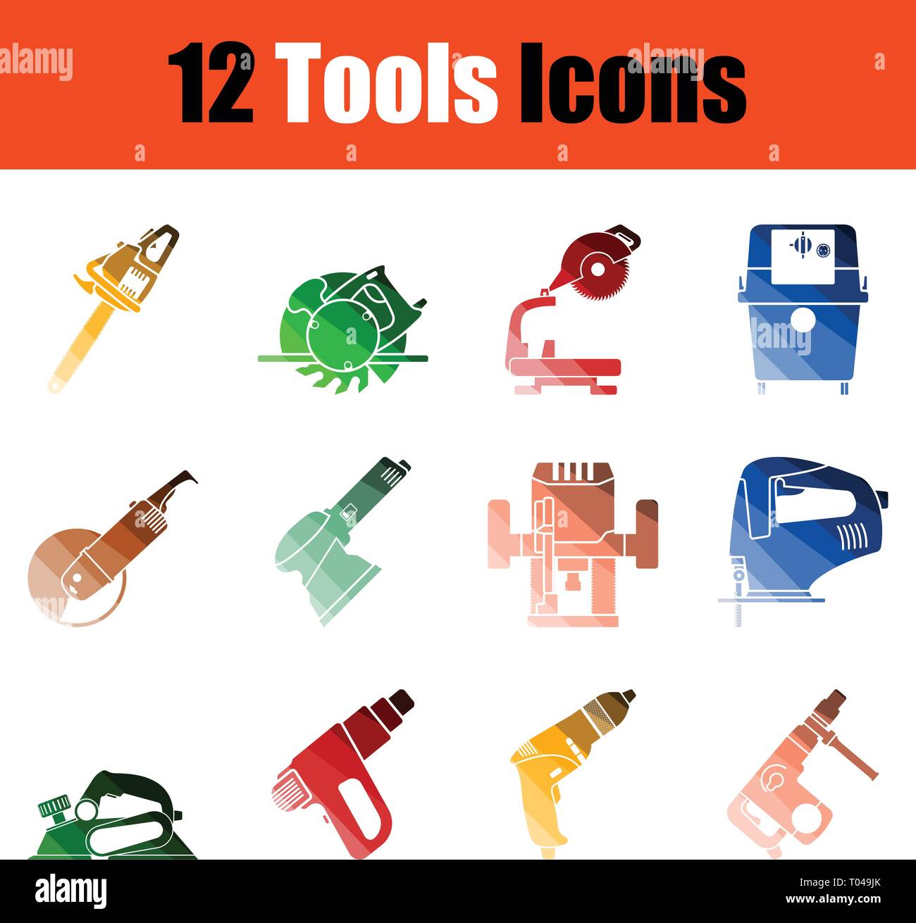 Set of tools icons. Full color design. Vector illustration Stock Vector ...