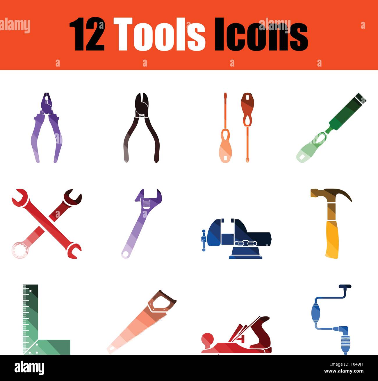 Set of tools icons. Full color design. Vector illustration Stock Vector ...