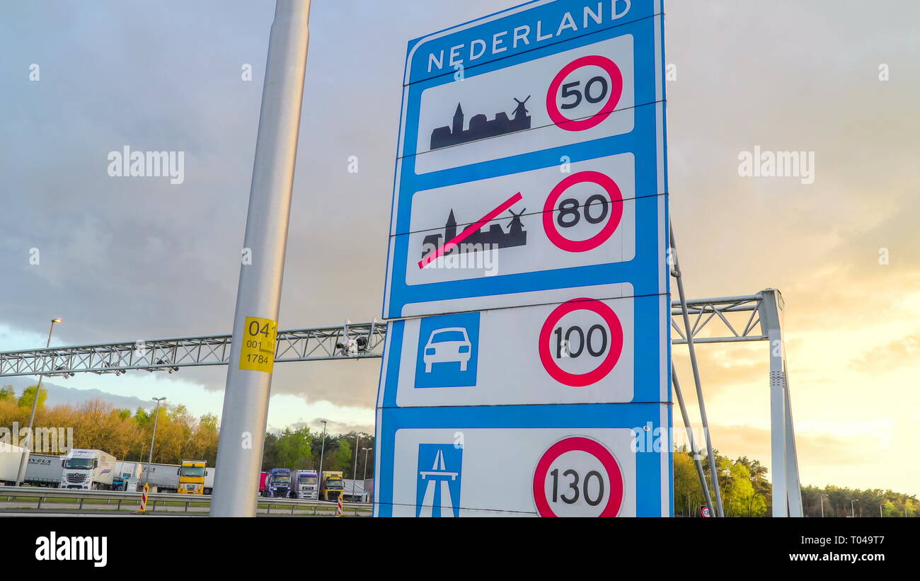 Numbers indicating the speed limit by vehicles in the street of ...