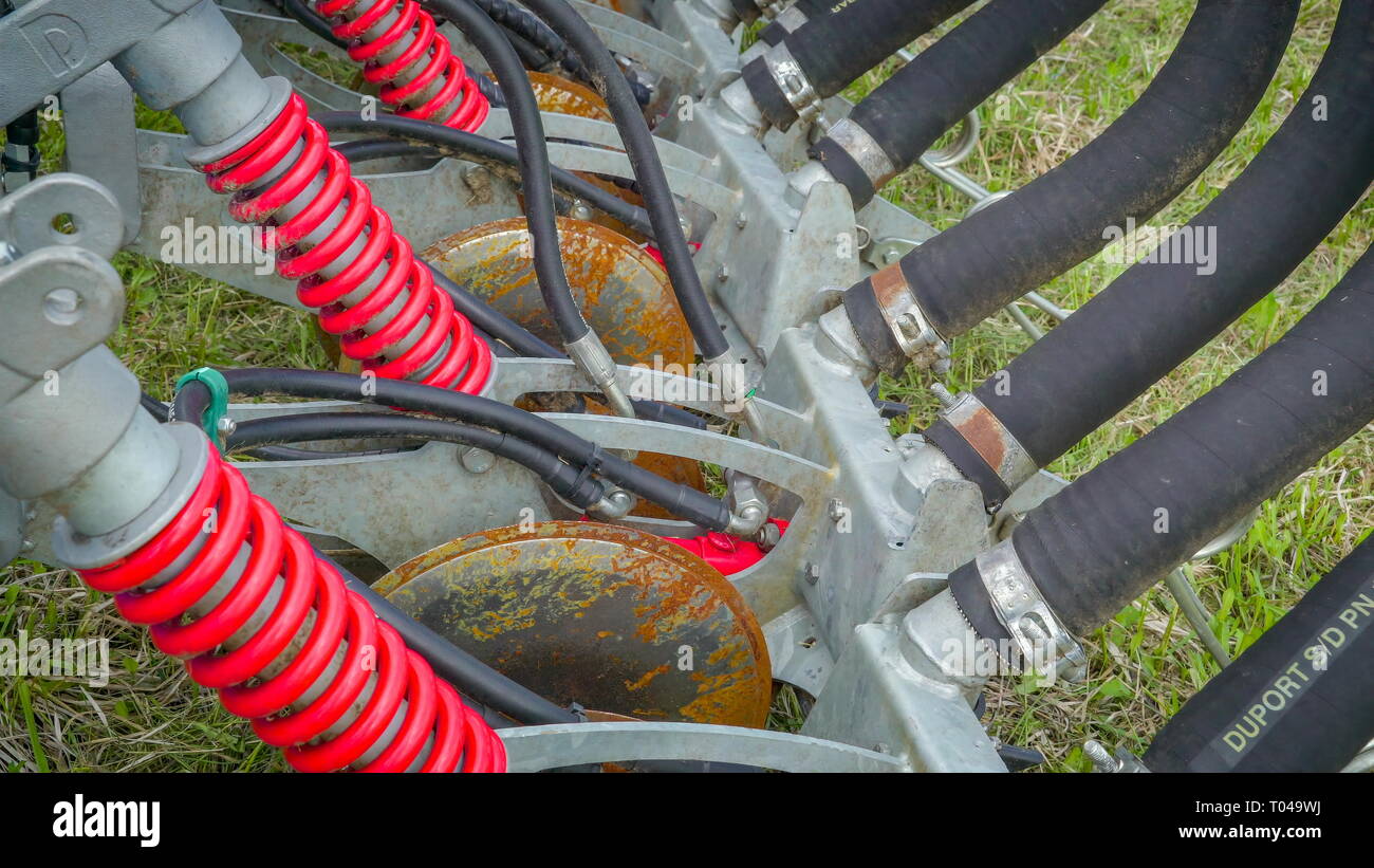 The black hose from the industrial truck on display with the rusty ...