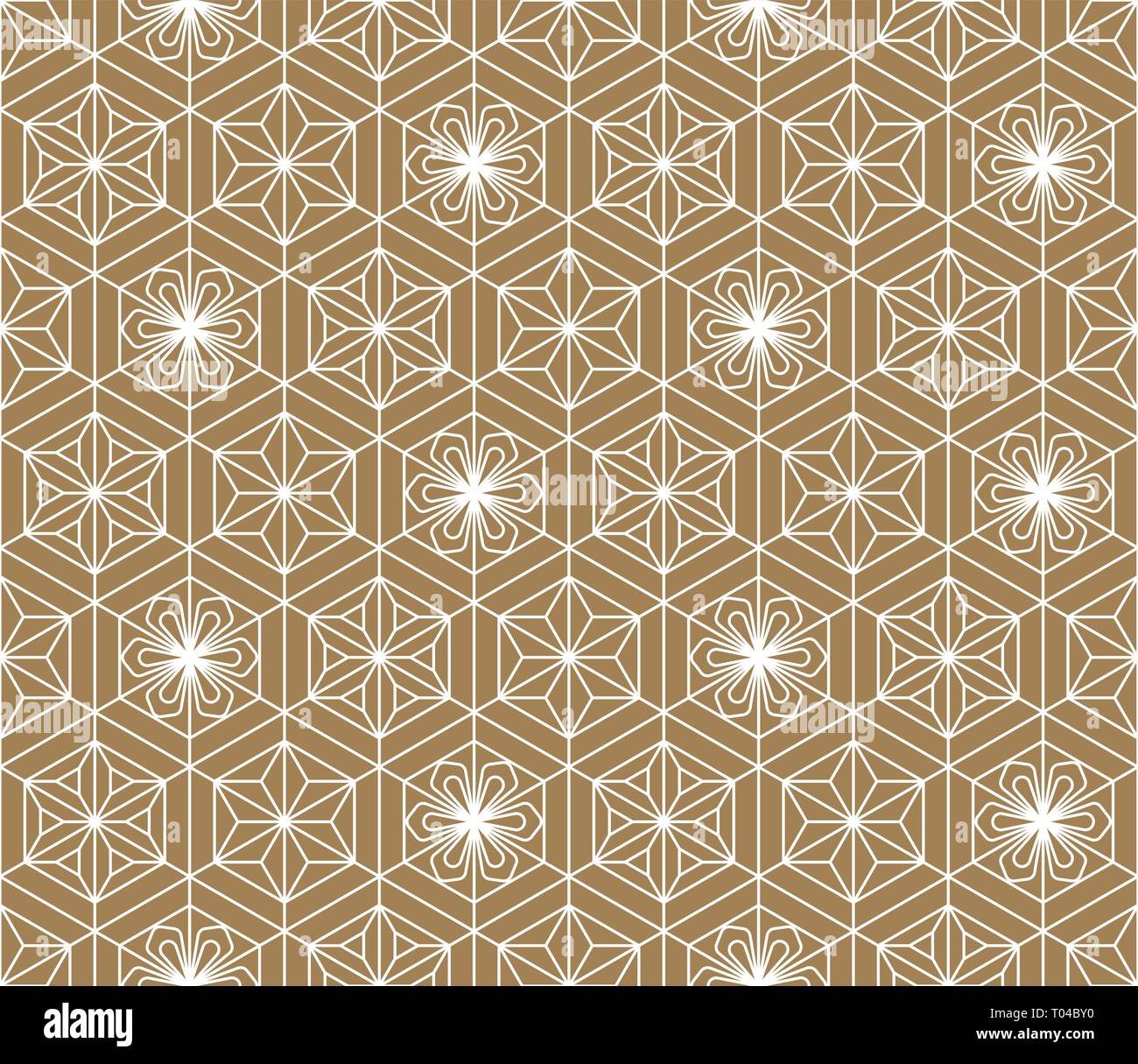 Japanese seamless pattern in style Kumiko.Golden color background and ...