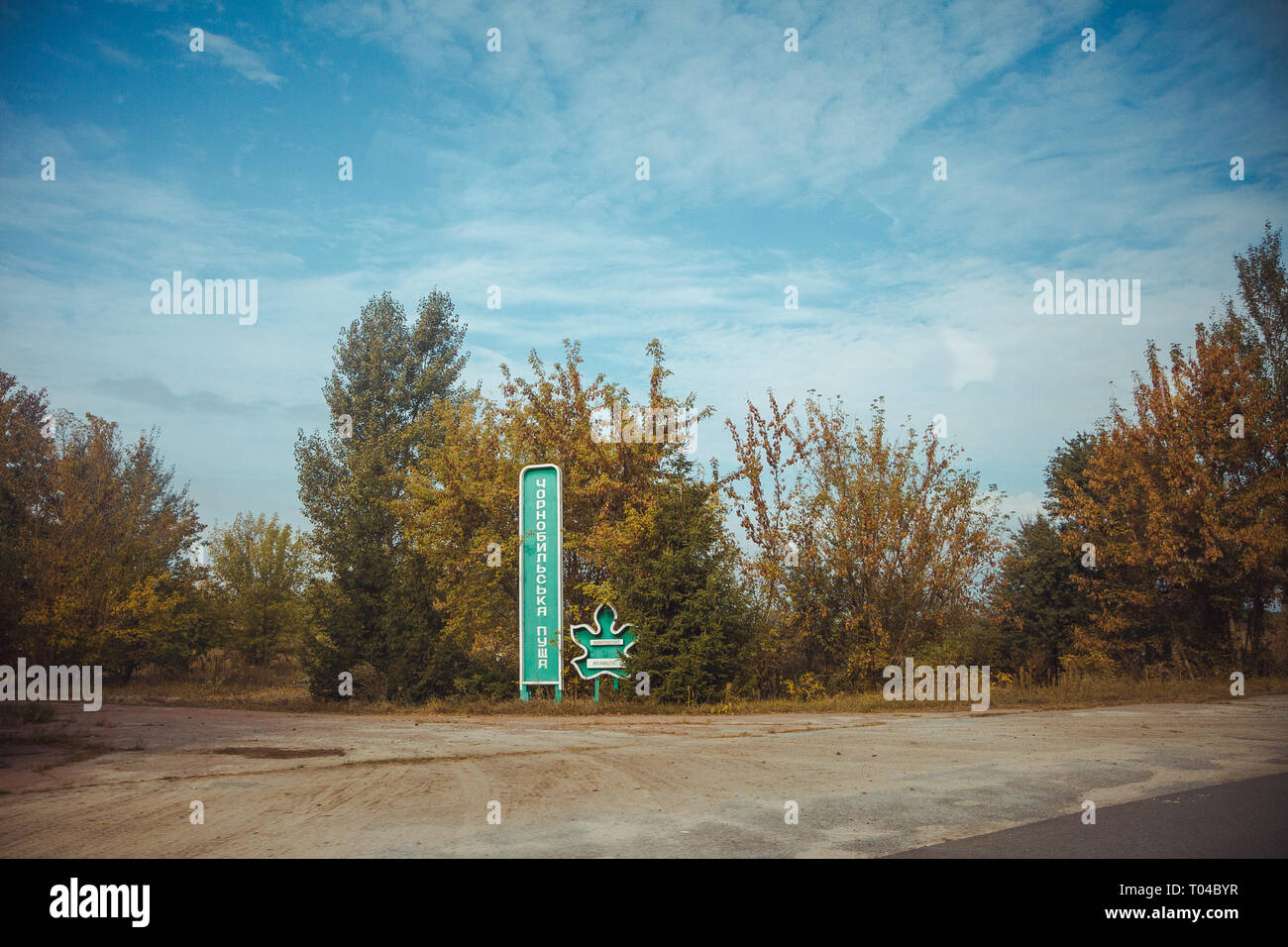Chornobyl forest in exclusion zone. Radioactive zone in Pripyat city ...