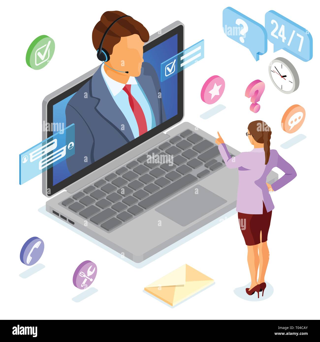Isometric Online Customer Support Stock Vector Image & Art - Alamy