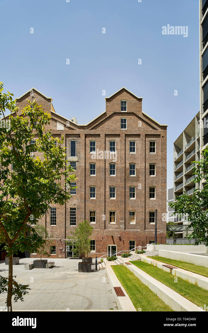 Mungo Scott building and public plaza. Summer Hill Flour Mill, Summer ...