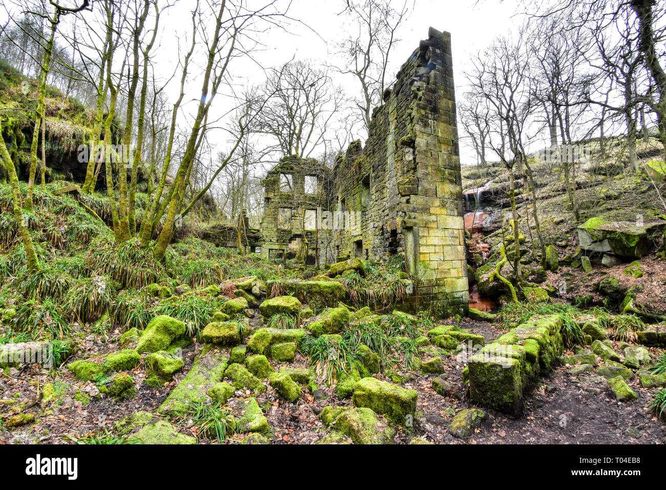 Staups Mill, a ruined cotton spinning mill, Jumble Hole Clough, Hebden ...