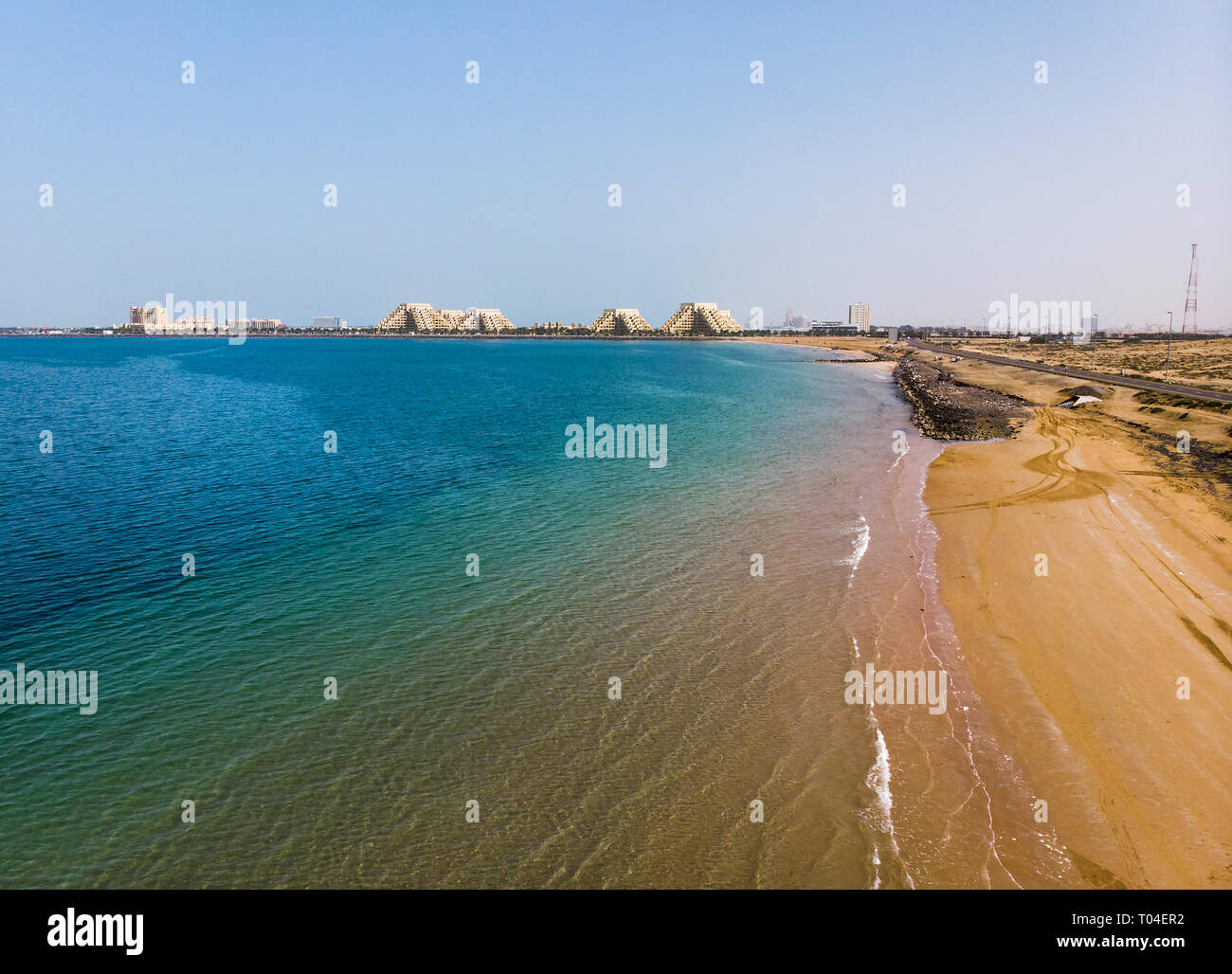 Marjan Island in emirate of Ras al Khaimah in the UAE aerial view Stock ...