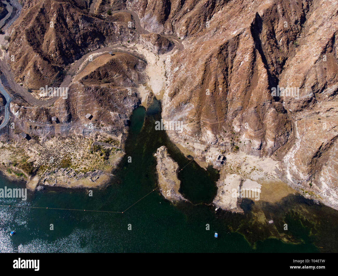 Al Rafisah Dam in Khor Fakkan in the United Arab Emirates aerial view ...