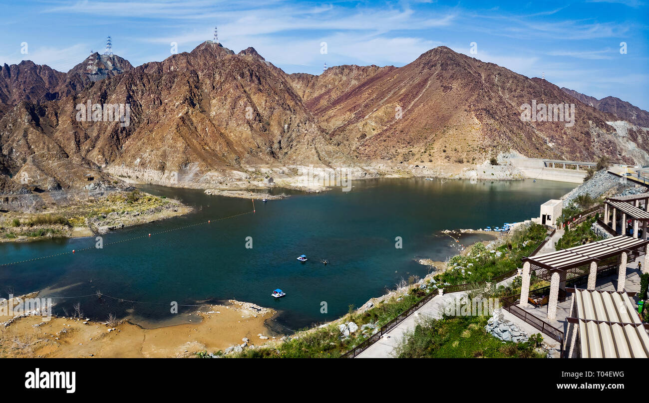 Al Rafisah Dam in the United Arab Emirates aerial panoramic view Stock ...