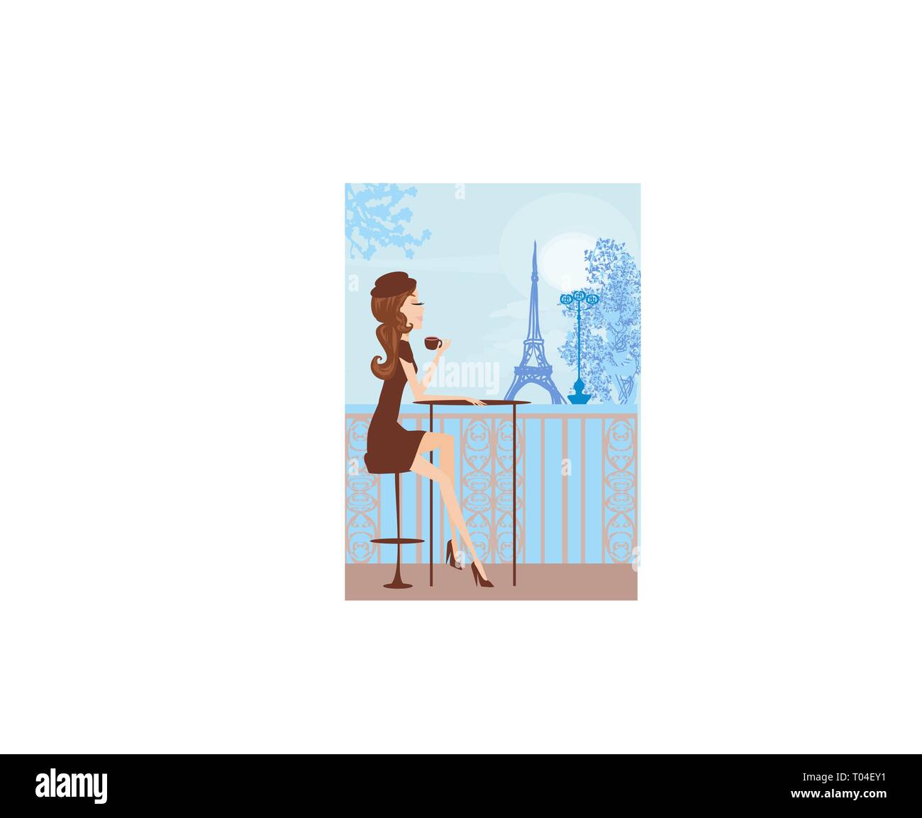 Pretty Girl In The Parisian Cafe Stock Vector Image And Art Alamy