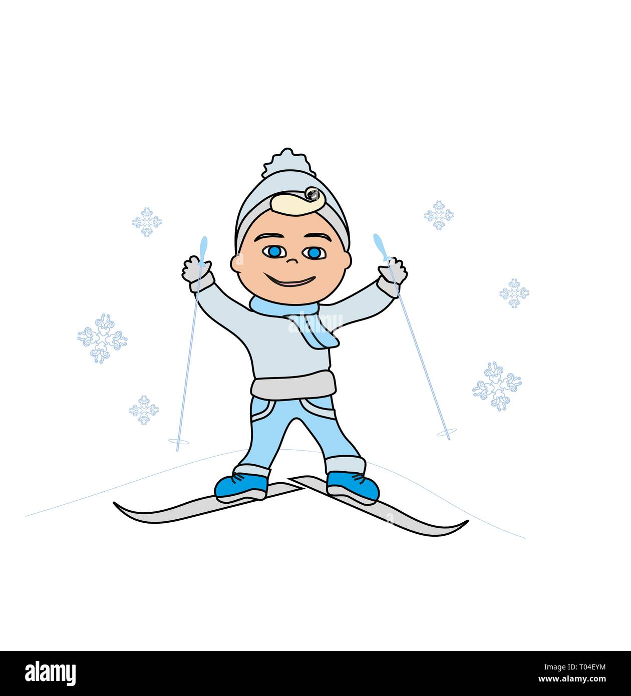 Cute little boy skiing Stock Vector Image & Art - Alamy