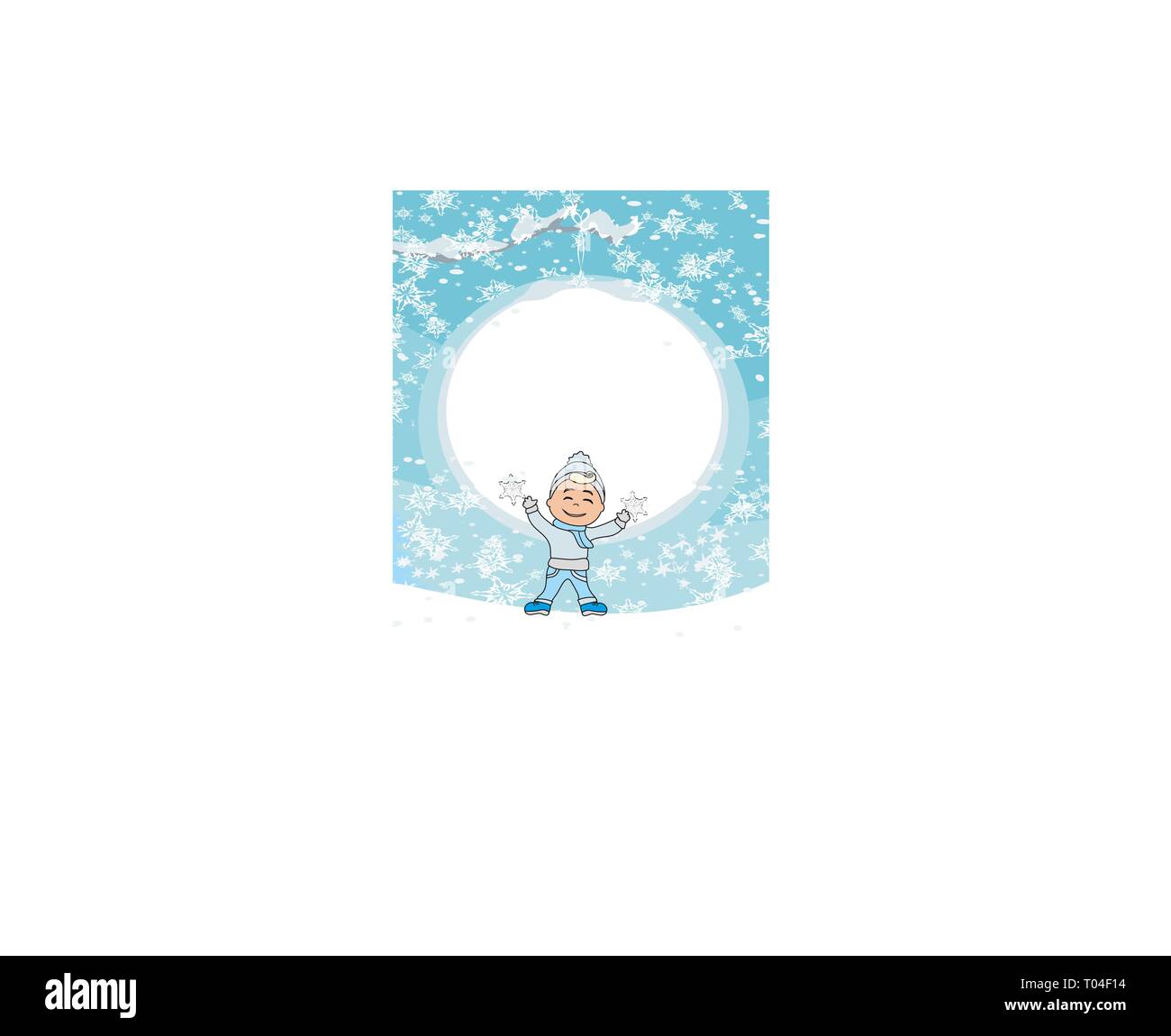boy is catching the snowflakes - frame Stock Vector Image & Art - Alamy
