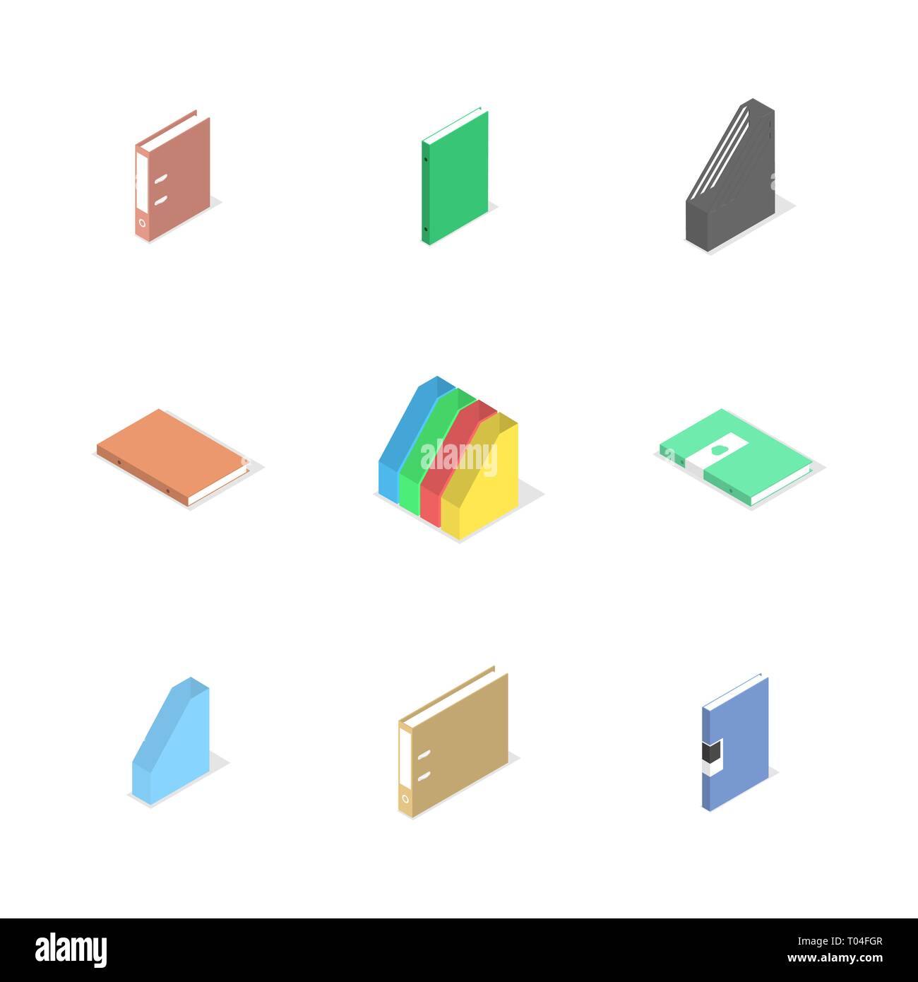 Set of different cardboard file folders isolated on white background ...