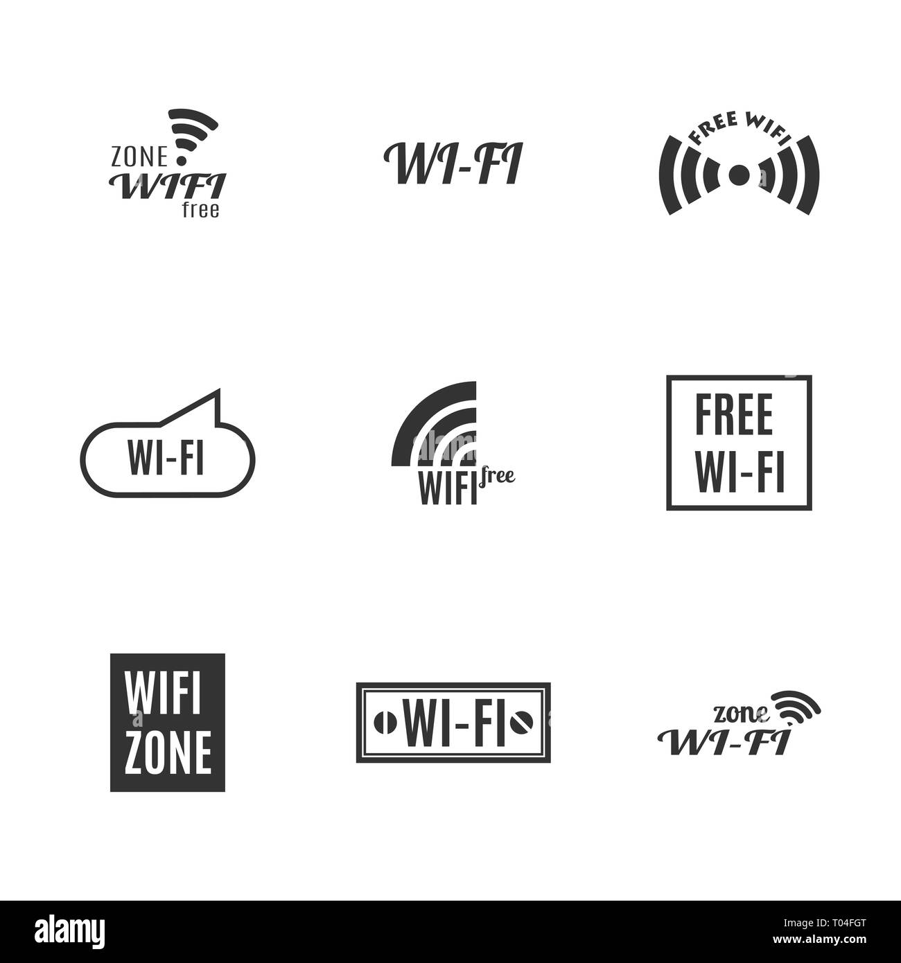 Set of various wireless icons isolated on a white background. Flat ...