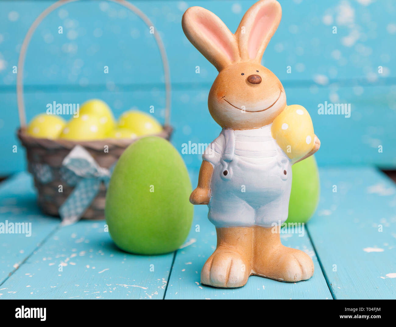 Traditional Easter holiday bunny and eggs on white background Stock ...