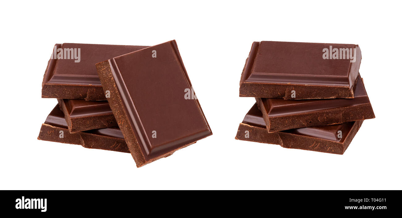 Dark chocolate bars isolated on white background. Stack of chocolate ...