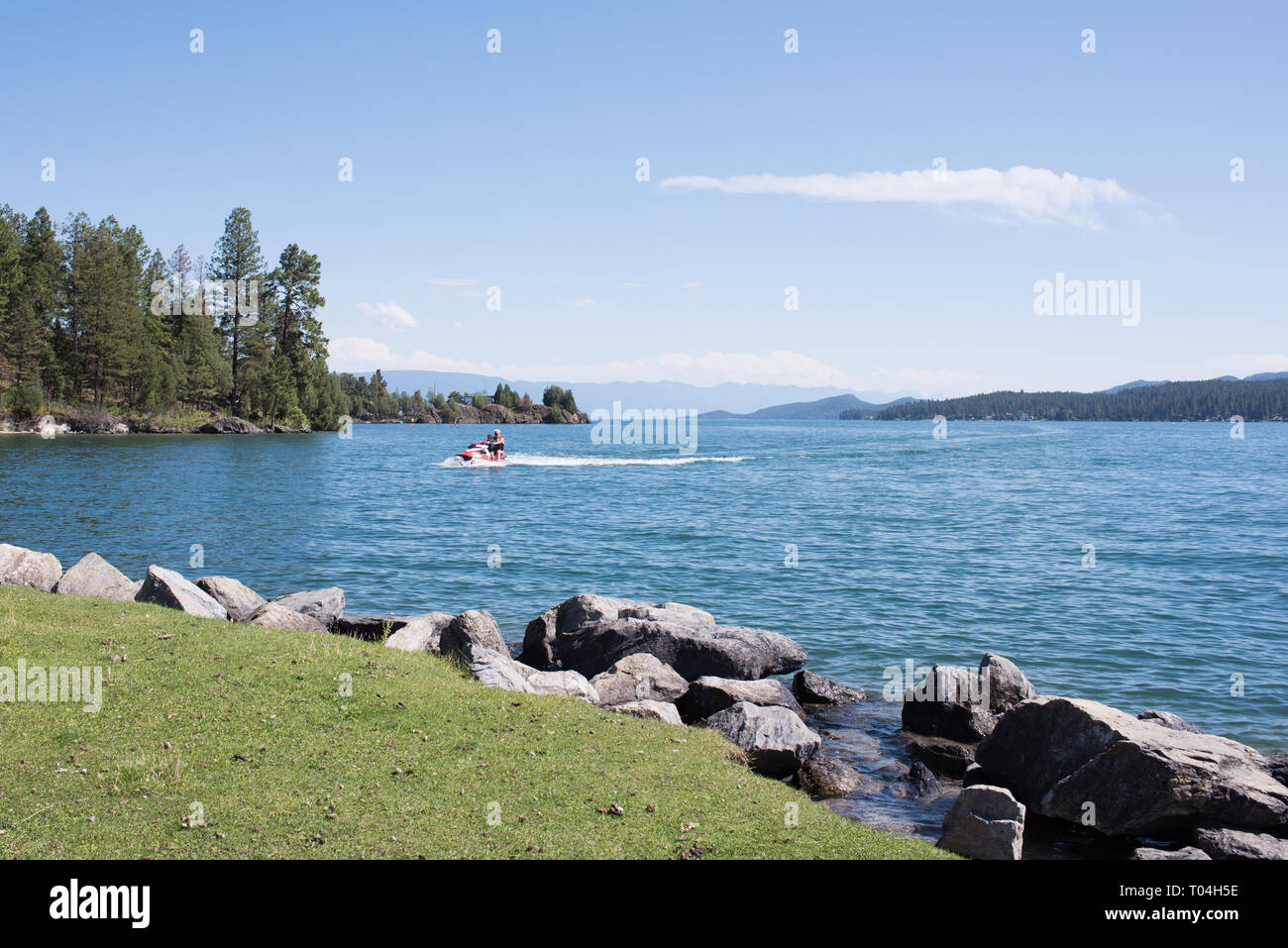 Flathead Lake, near Kalispell, Montana, is nearly 30 miles long and 16 ...