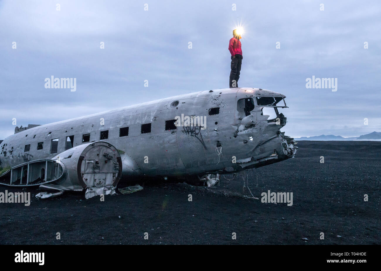 Wreckage of crashed airplane Dakota United States Navy Douglas Super DC ...