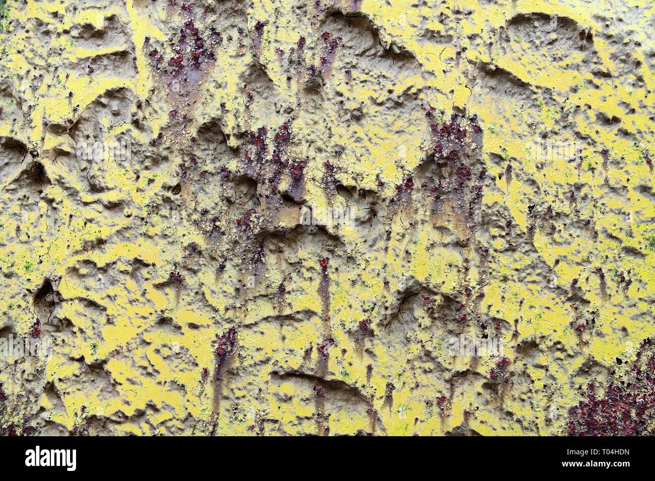 Close up surface of old rusty and weathered metal wall structures in ...